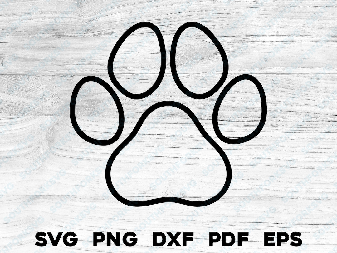 Dog Paw Print Outline | Svg Png Dxf Eps Pdf | Vector Graphic Cut File ...