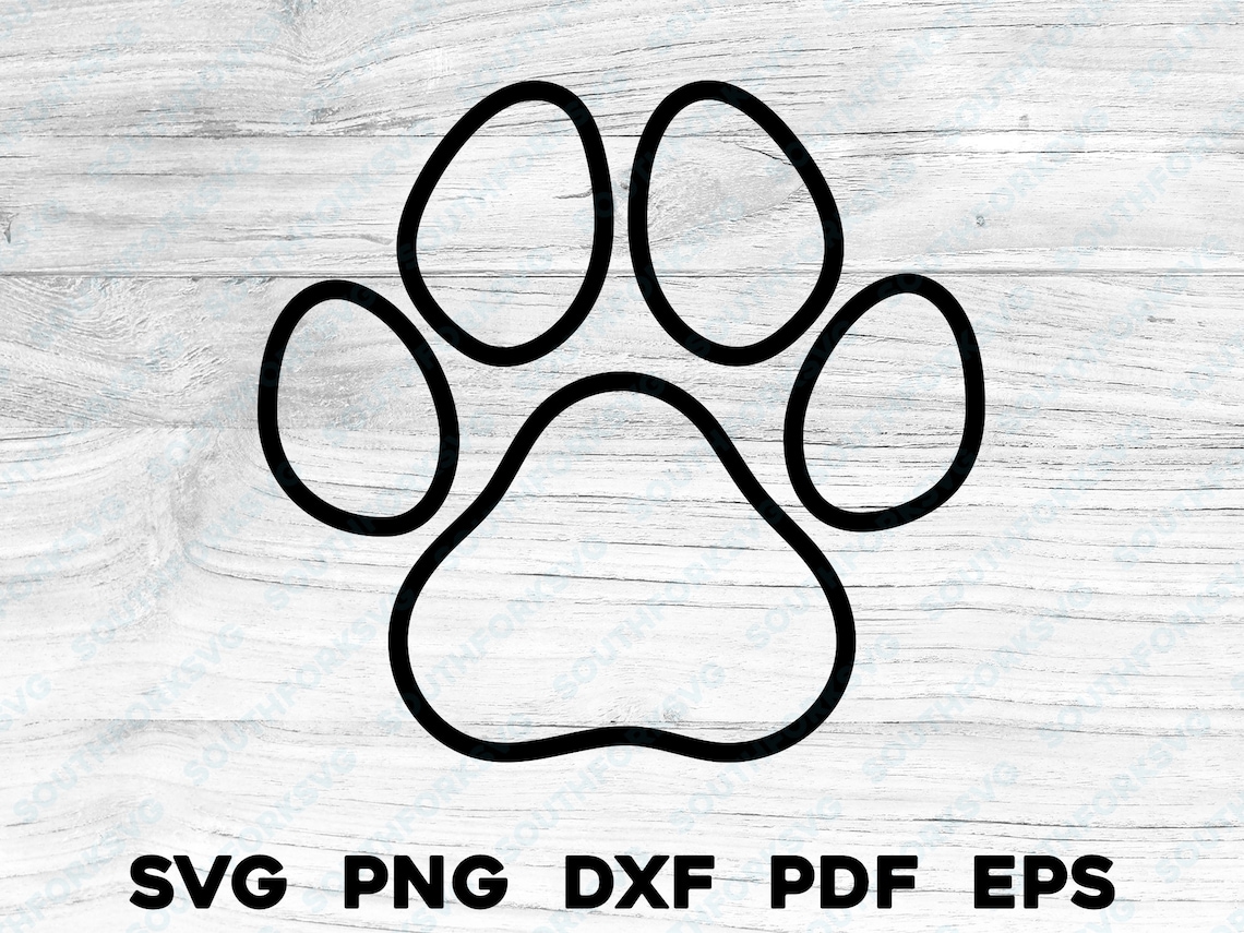 Dog Paw Print Outline Svg Png Dxf Eps Pdf Vector Graphic - Etsy