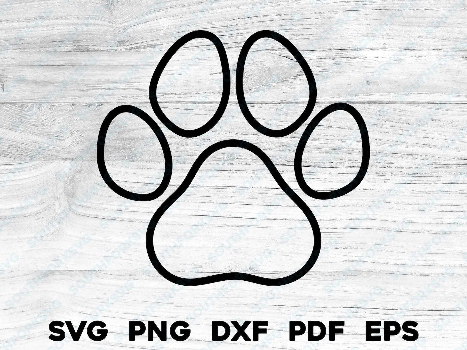 Dog Paw Print Outline | Svg Png Dxf Eps Pdf | Vector Graphic Cut File ...