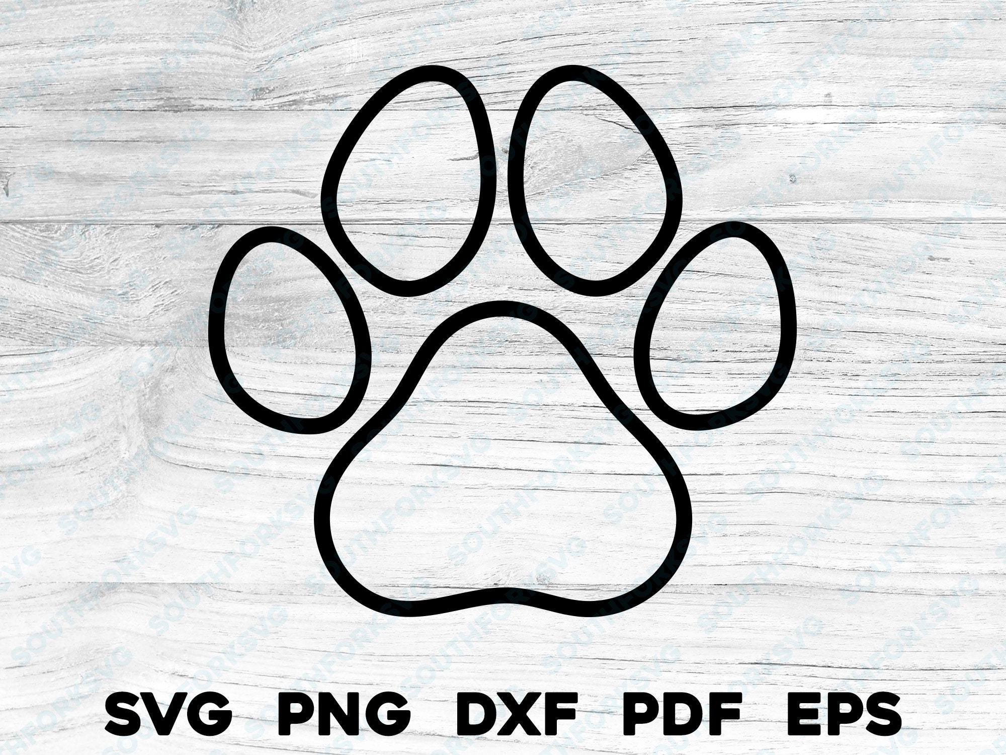 Dog Paw Print Outline Svg Png Dxf Eps Pdf Vector Graphic - Etsy Canada