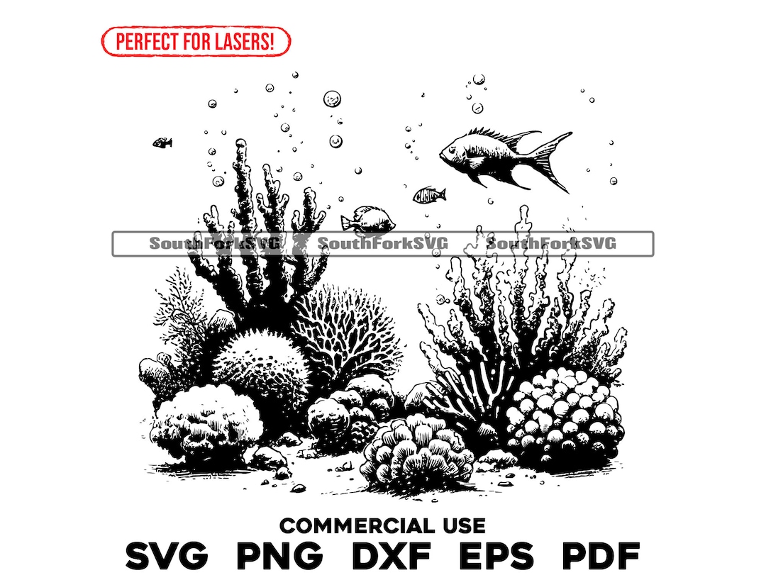 Laser Engrave File Underwater Ocean Scene | Svg Png Dxf Eps Pdf ...
