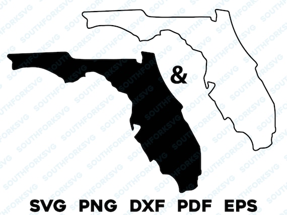 Simple Florida State Silhouette & Outline Shapes Svg Png Dxf - Etsy
