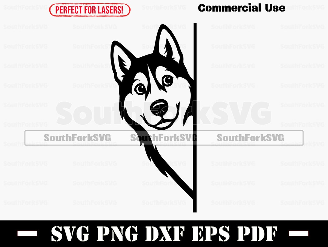 Peering Siberian Husky Dog Svg Png Dxf Eps Pdf Vector Graphic Cut File ...