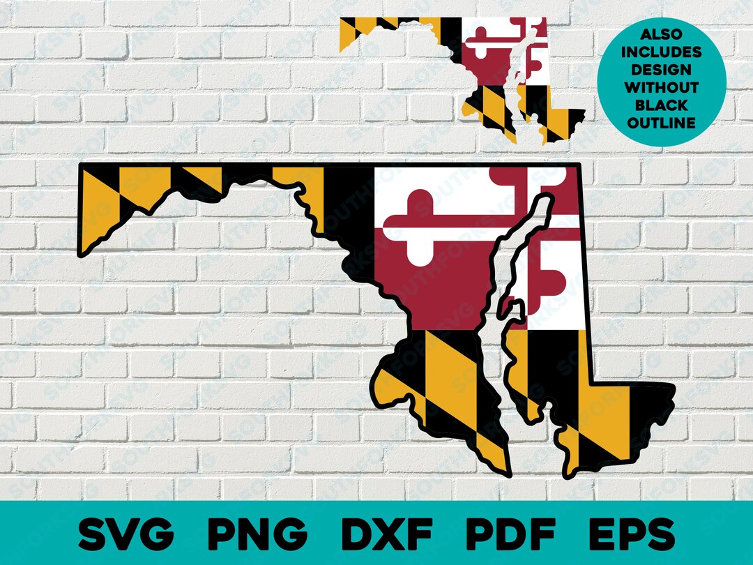 Maryland Flag State Shape Svg Png Dxf Eps Pdf Vector Graphic Design ...
