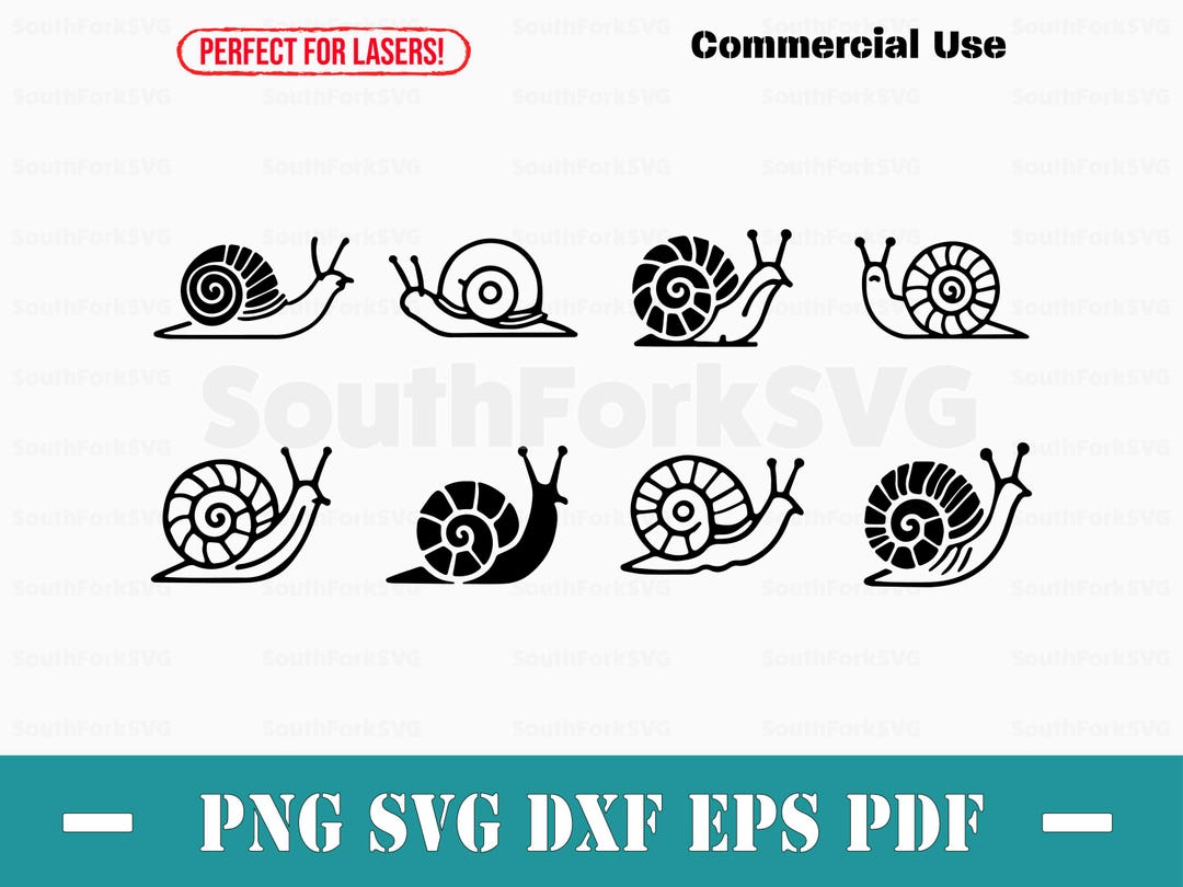 Simple Snail Bundle Svg Png Dxf Eps Pdf | Laser Engrave Cnc Cut Print ...