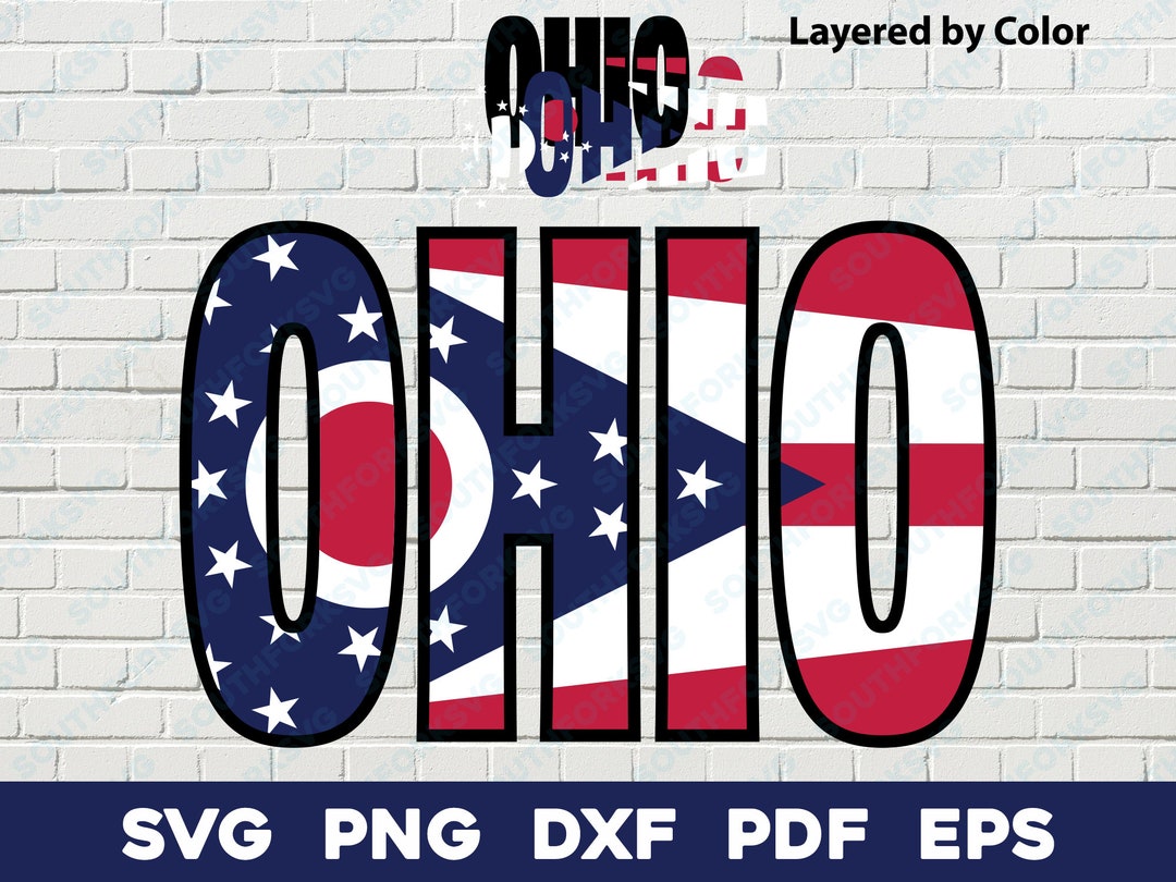 Ohio Flag State Name | Svg Png Dxf Eps Pdf | Layered by Color Vector ...