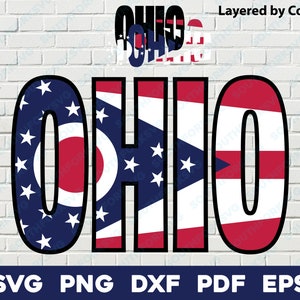 Ohio Flag State Name | Svg Png Dxf Eps Pdf | Layered by Color Vector ...