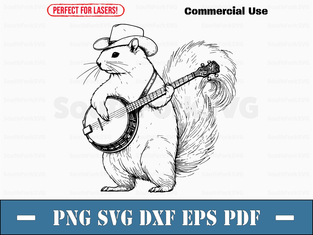 Squirrel Playing Banjo Svg Png Dxf Eps Pdf | Laser Engrave Cut Print ...
