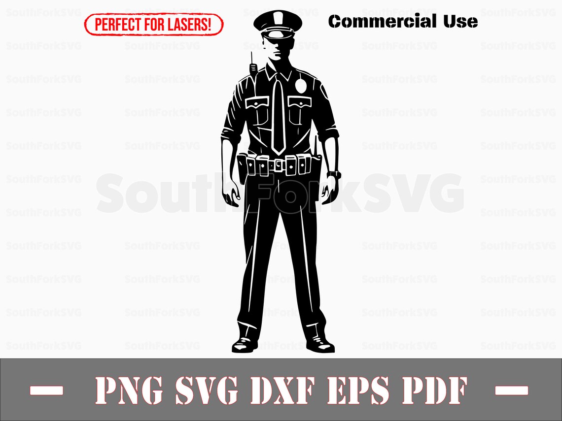 Police Officer Silhouette Svg Png Dxf Eps Pdf | Laser Cut Print Dye Sub ...