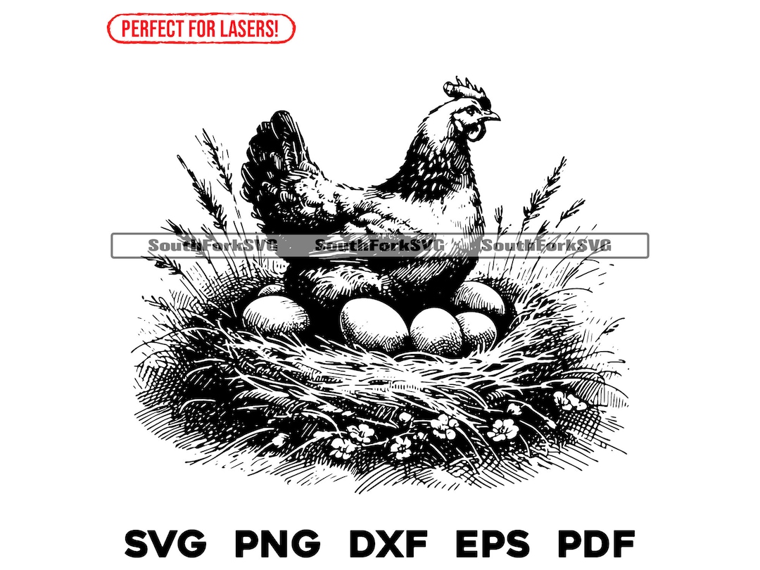Mother Hen Chicken Nest Eggs Laser Engrave Files Svg Png Dxf Eps Pdf ...