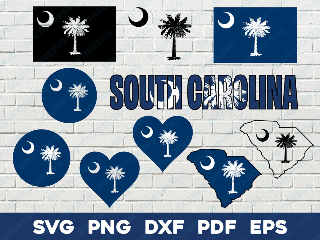 South Carolina State Flag Designs Bundle Svg Png Dxf Eps Pdf Vector ...