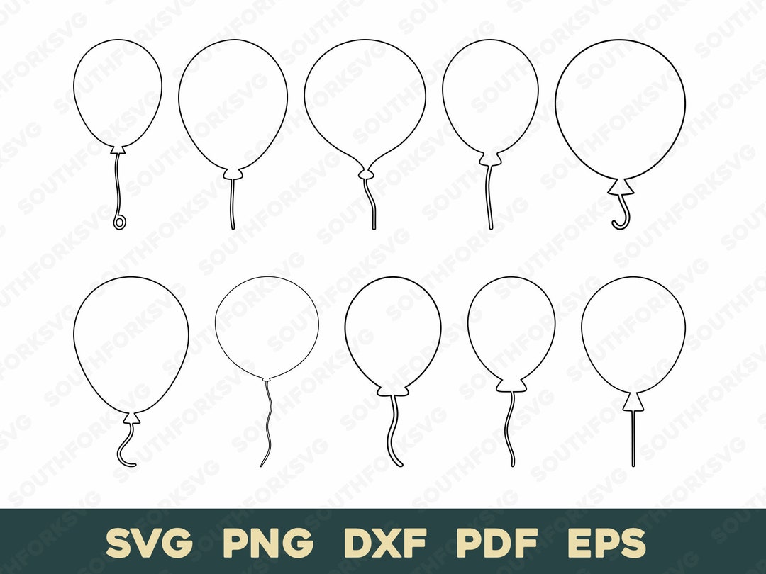 Simple Balloon Outlines Bundle 1 | Svg Png Dxf Eps Pdf | Vector Graphic ...