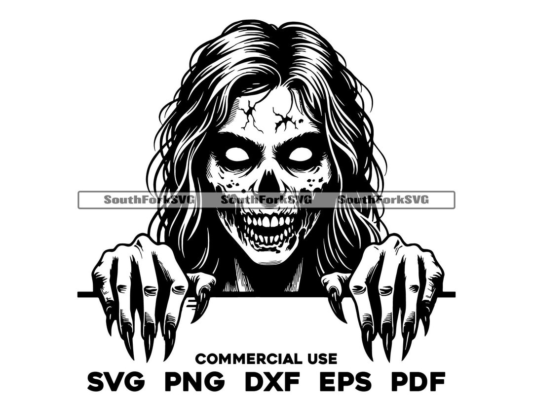 Peeking Zombie Girl Svg Png Dxf Eps Pdf | Transparent Vector Graphic ...