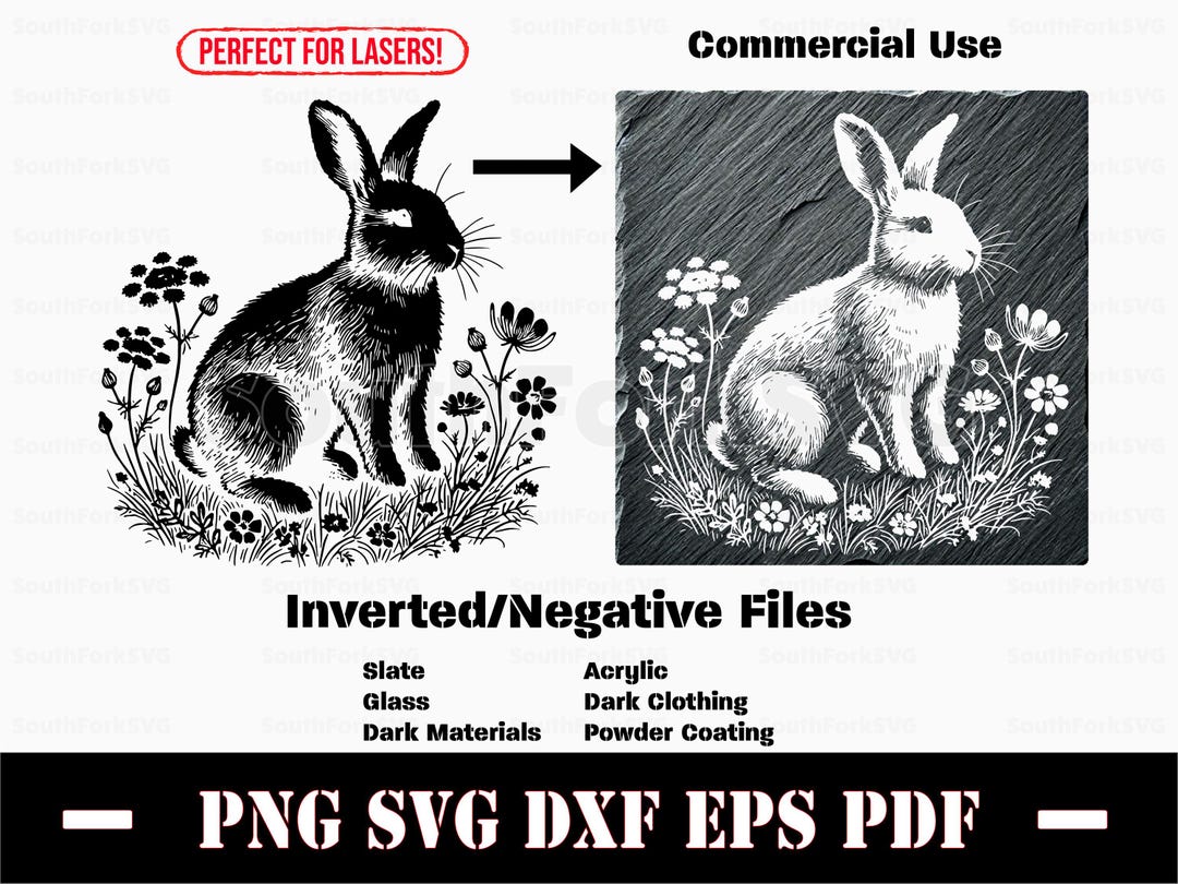 Inverted Bunny Rabbit in Wildflowers Svg Png Dxf Eps Pdf Vector Graphic ...