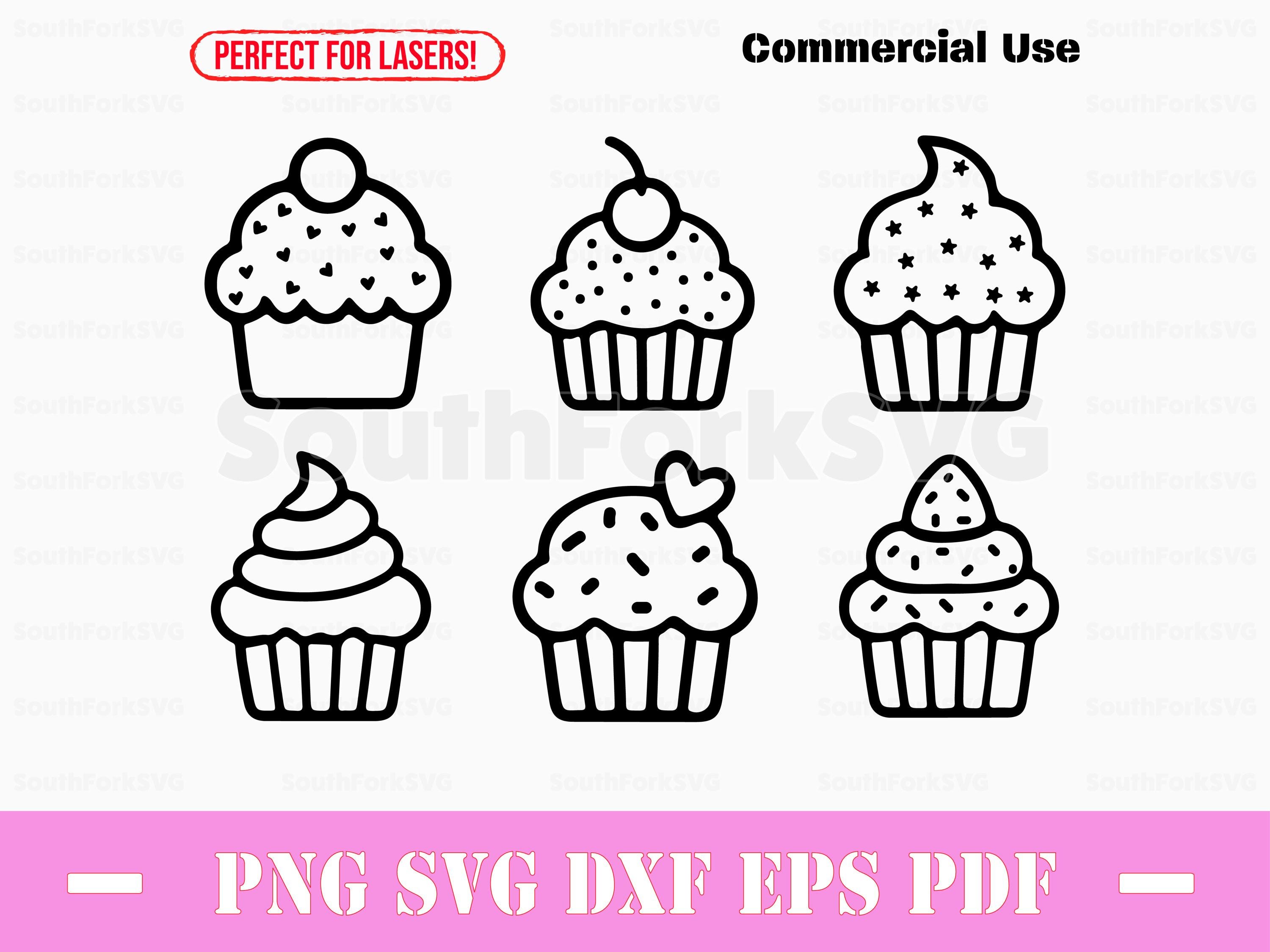 Simple Cute Cupcakes Bundle Svg Png Dxf Eps Pdf | Vector Graphic Cut ...