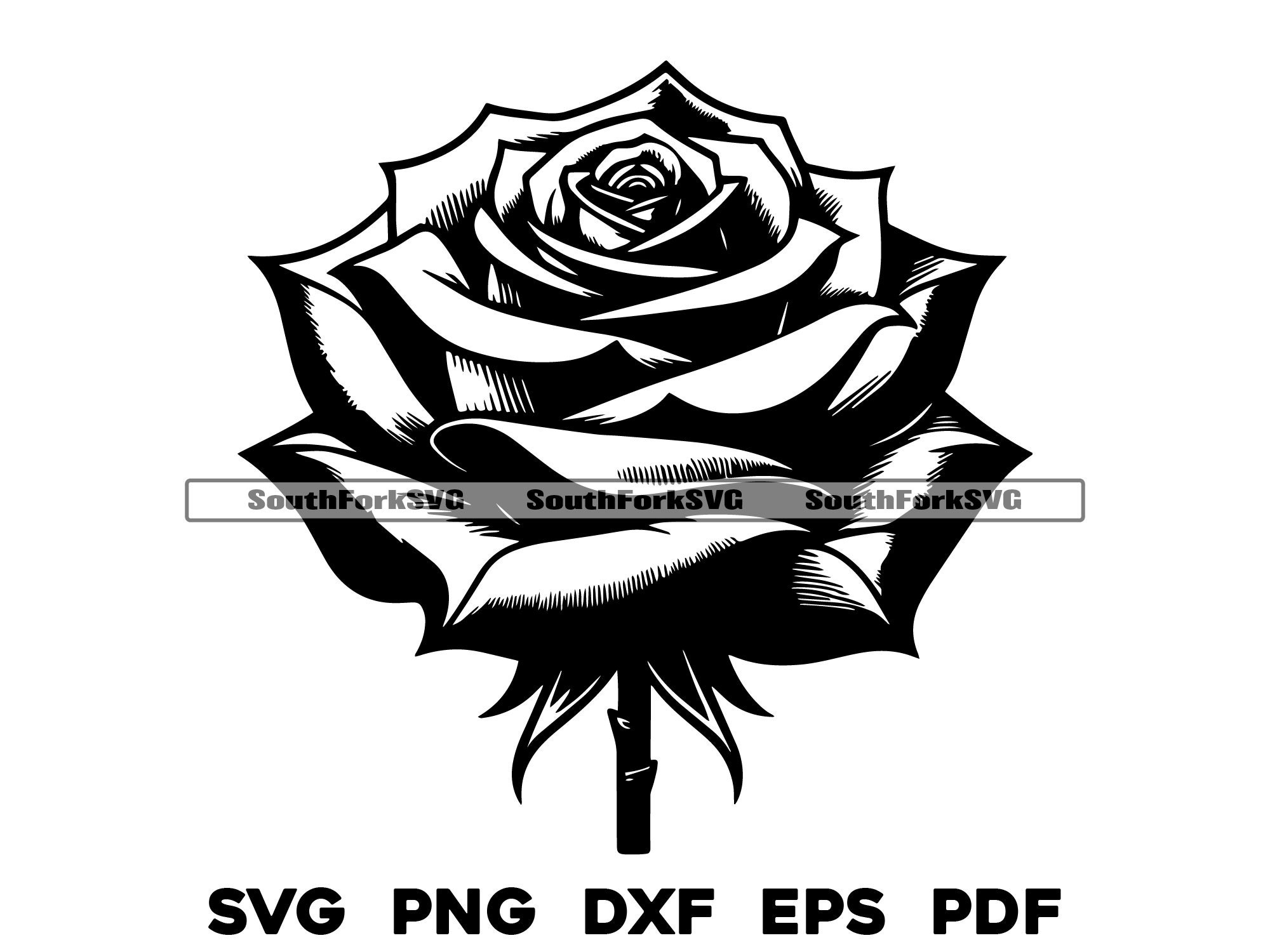 Diseño de flor de rosa única / svg png dxf eps pdf / archivo de corte ...