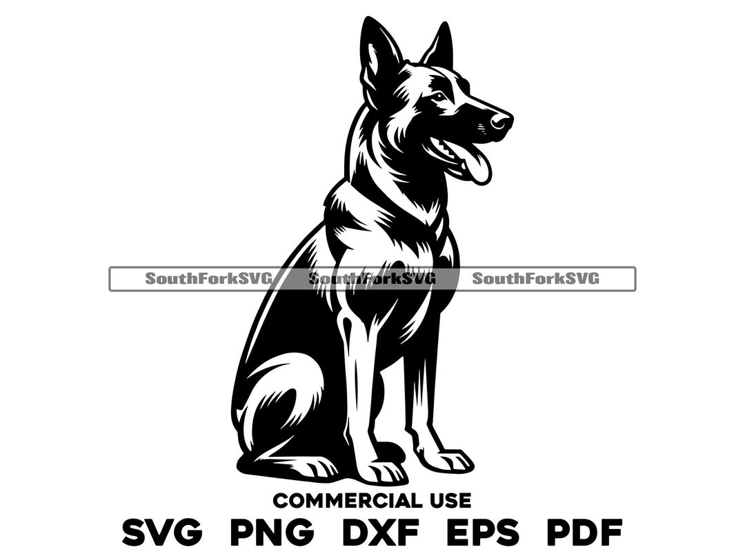Belgian Malinois Sitting Svg Png Dxf Eps Pdf | Vector Graphic Cut File ...