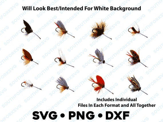 Dry Fly Colored Vectorized Bundle SVG PNG DXF Transparent - Etsy