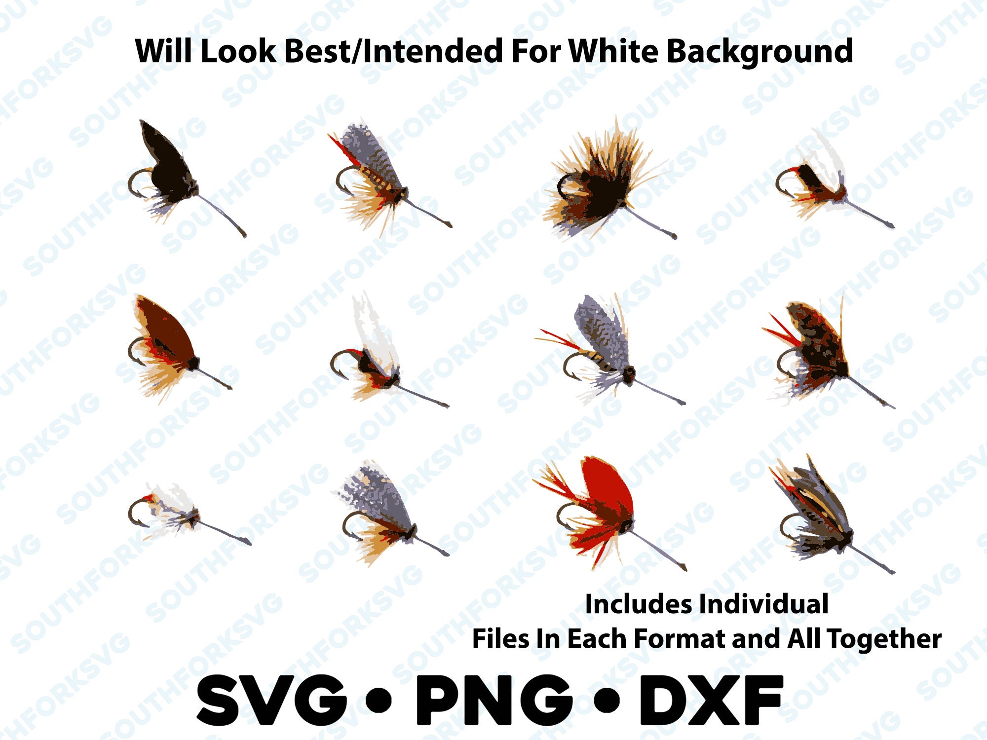 Dry Fly Colored Vectorized Bundle SVG PNG DXF Transparent Graphic ...