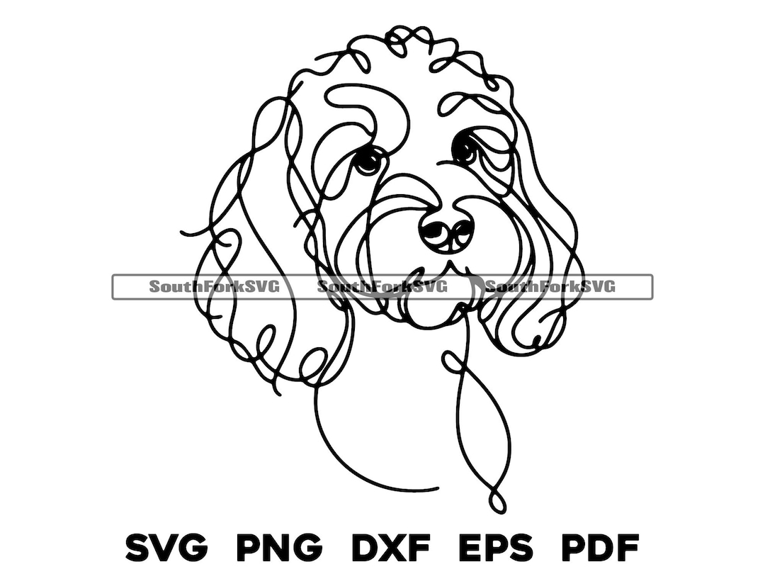 Cockapoo Dog Minimal Line Art Design Svg Png Dxf Eps Pdf | Vector ...