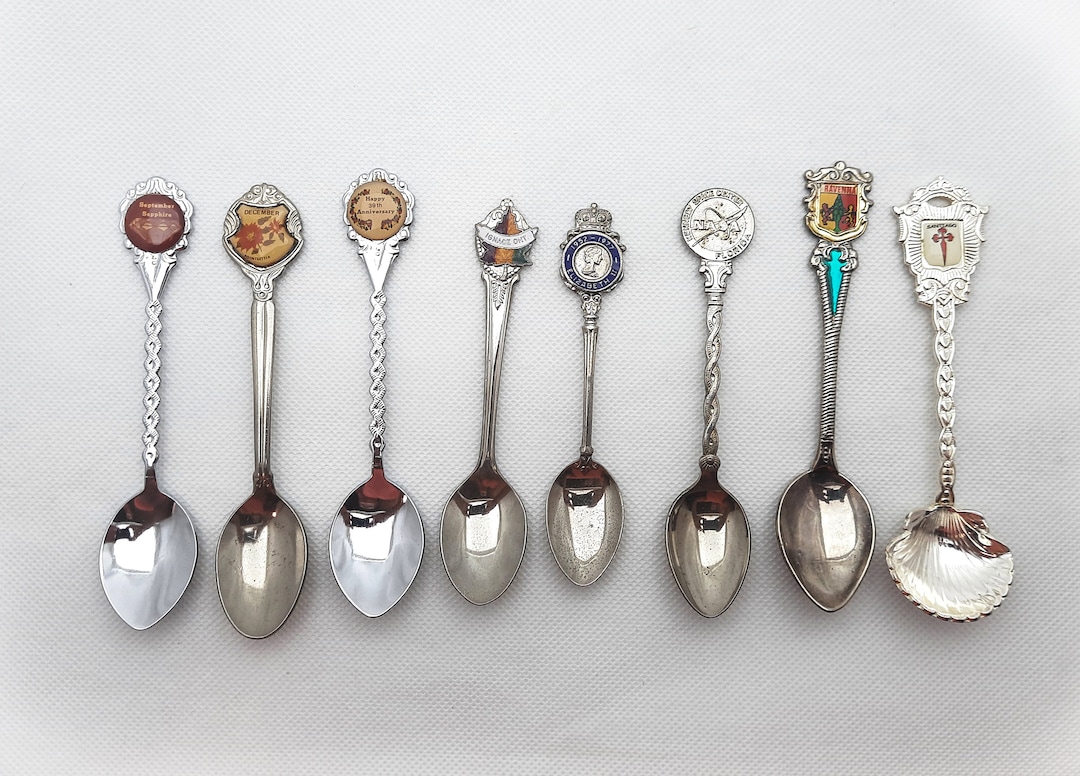 Vintage Collector's Spoons With Various Emblems. Silver Plated Tea or ...