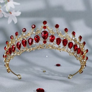 Crown / Tiara Princess / Queen Red Ruby Rhinestone - Etsy