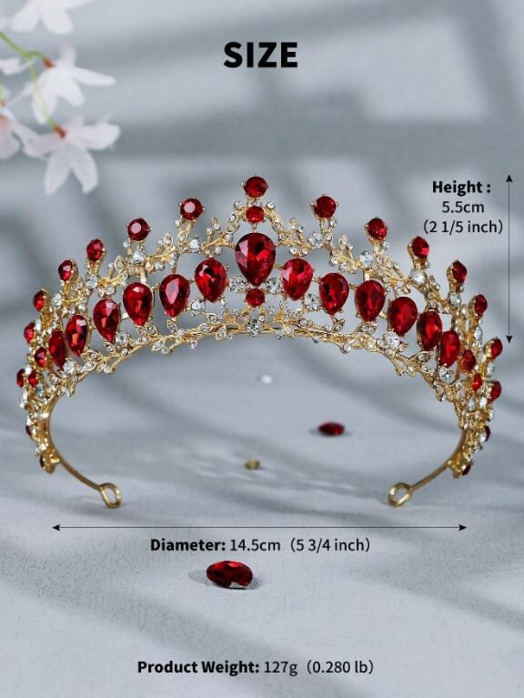 Crown / Tiara Princess / Queen Red Ruby Rhinestone - Etsy