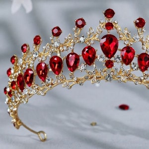 Crown / Tiara Princess / Queen Red Ruby Rhinestone - Etsy