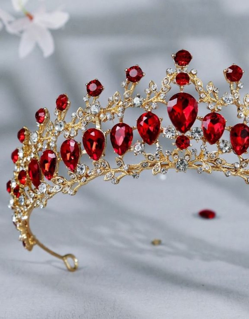 Crown / Tiara Princess / Queen Red Ruby Rhinestone - Etsy