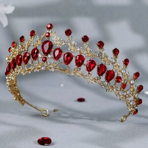 Crown / Tiara Princess / Queen Red Ruby Rhinestone - Etsy