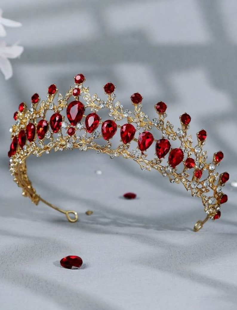 Crown / Tiara Princess / Queen Red Ruby Rhinestone - Etsy