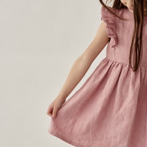 Girls Dress Linen Pink Dress Linen Toddler Ruffle Dress Baby - Etsy UK