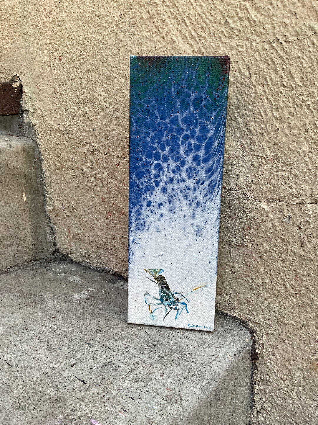 Original Metallic Shrimp Painting Over Acrylic Swipe - Etsy