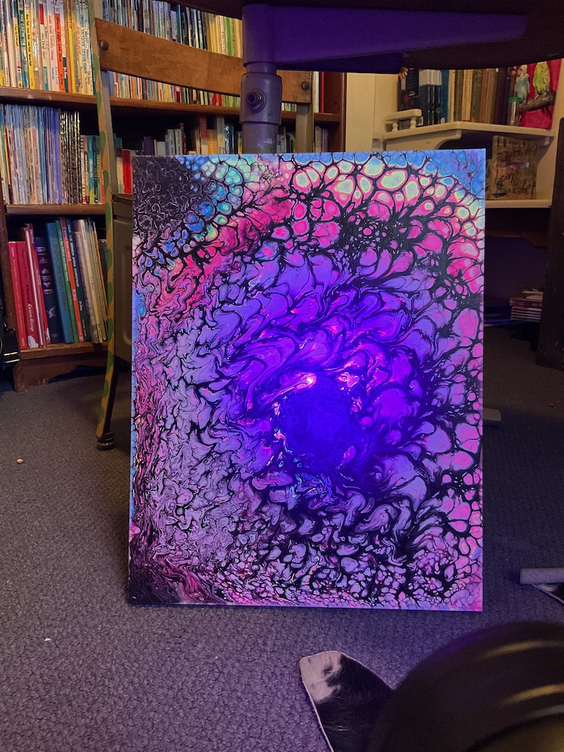 Black Light Reactive Acrylic Pour Abstract Painting Event Horizon Etsy