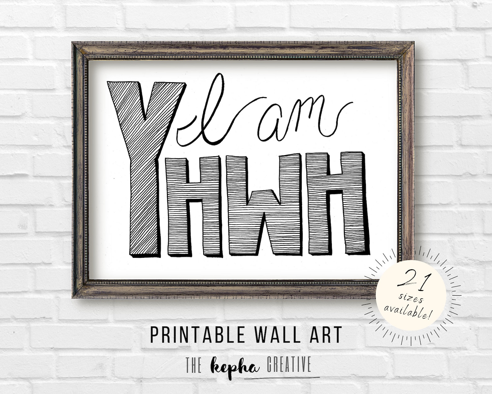 Ich bin JHWH Yahweh Instant Printable Digitaler Download Wandkunst ...