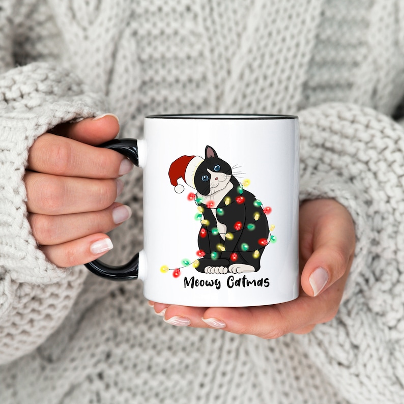 Christmas Cat Mug, Meowy Christmas, Cat Lover Christmas, Christmas Gift ...