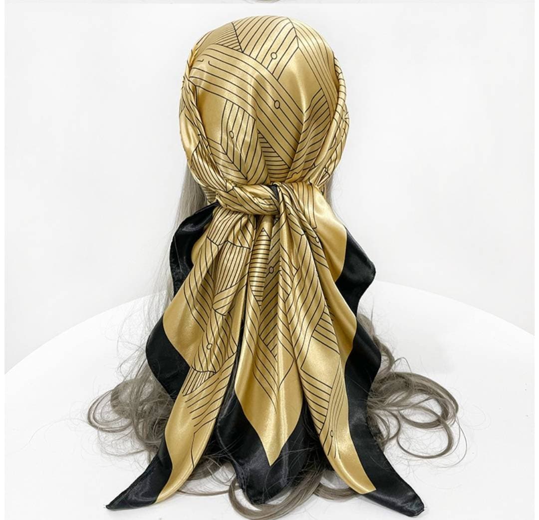 Gold Satin Scarf,silky Hair Scarf,square Neck Scarf for Woman,bohemian ...