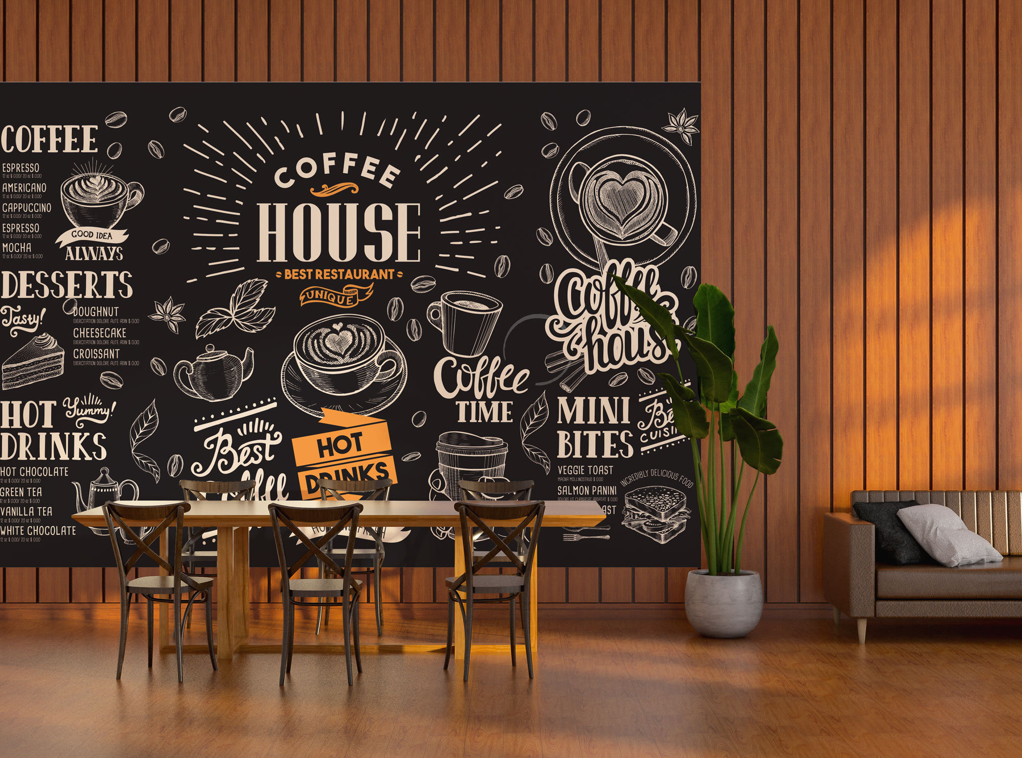 Customizable Cafe Wall Posters, French Style Cafe Murals, Coffe Shop ...