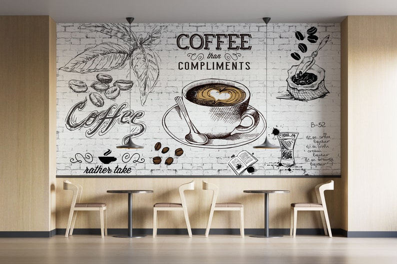 Elegant Customizable Cafe Poster, French Style Cafe Mural, Coffe Shop ...
