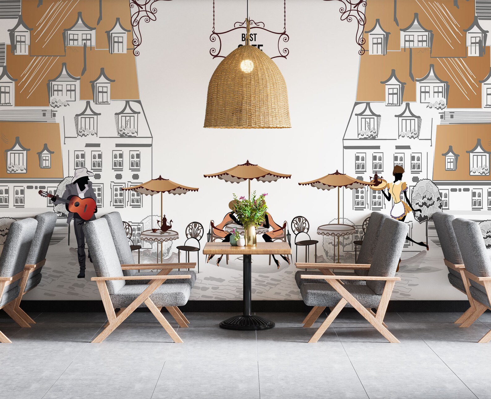 French Cafe Wall Mural, Customizable Coffee Shop Wallpaper - Etsy