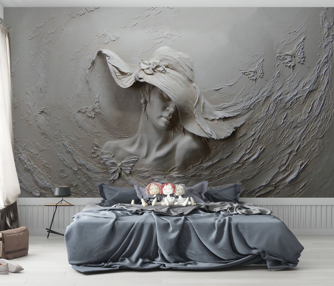 3D View Wall Art Decors, Woman's Wall Art, 3D Looking Woman in Hat ...