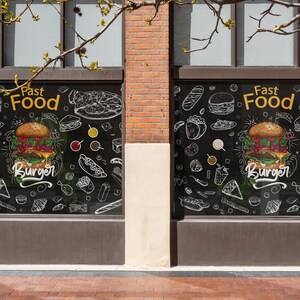 Fast Food Restaurant Easy Removable Wallpaper, Hamburger Cafe Wall ...