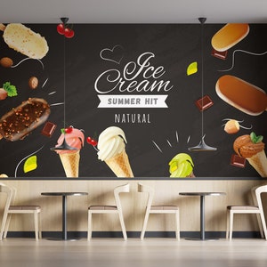 Ice Cream Shop Wall Decors, Ice Cream Cafe Wall Posters, Summer Theme ...