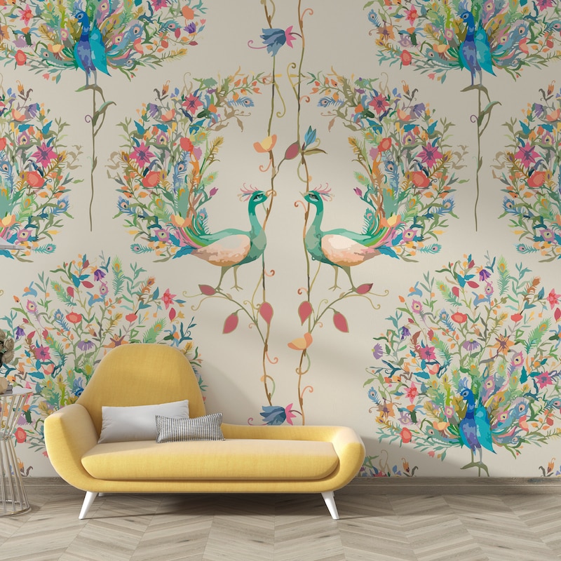 Peacock Wall Mural - Etsy