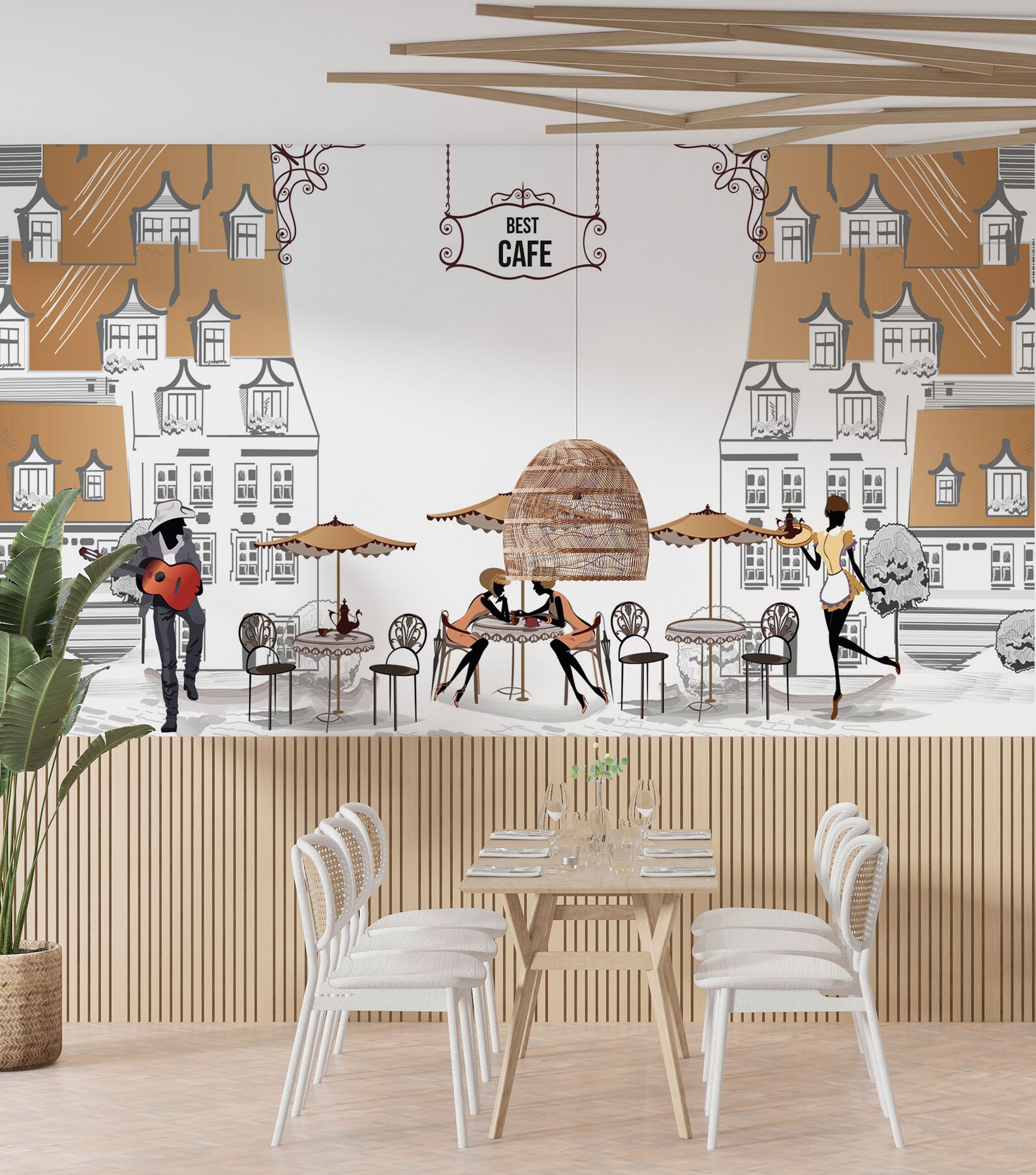 French Cafe Wall Mural, Customizable Coffee Shop Wallpaper - Etsy