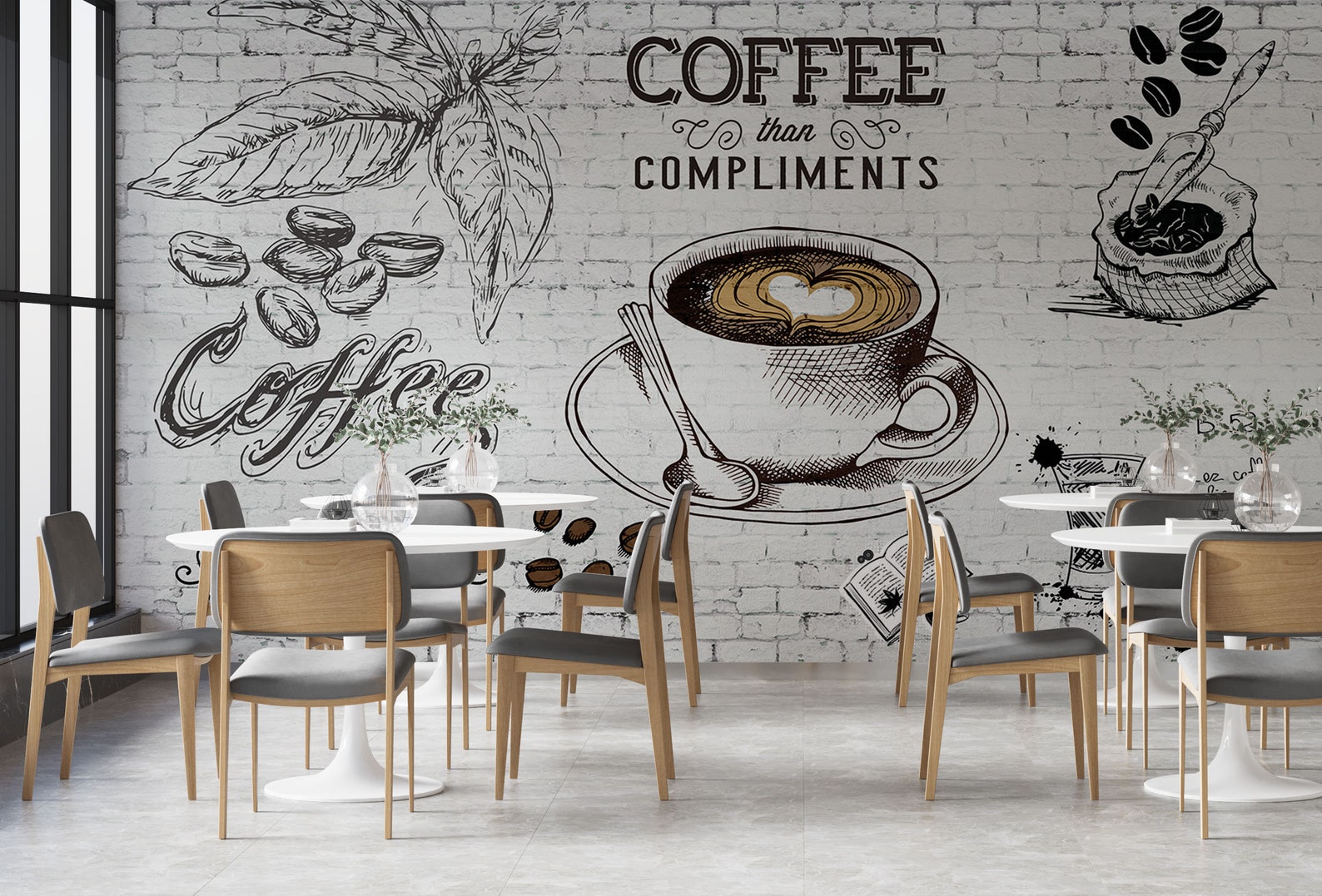 Elegant Customizable Cafe Poster, French Style Cafe Mural, Coffe Shop ...