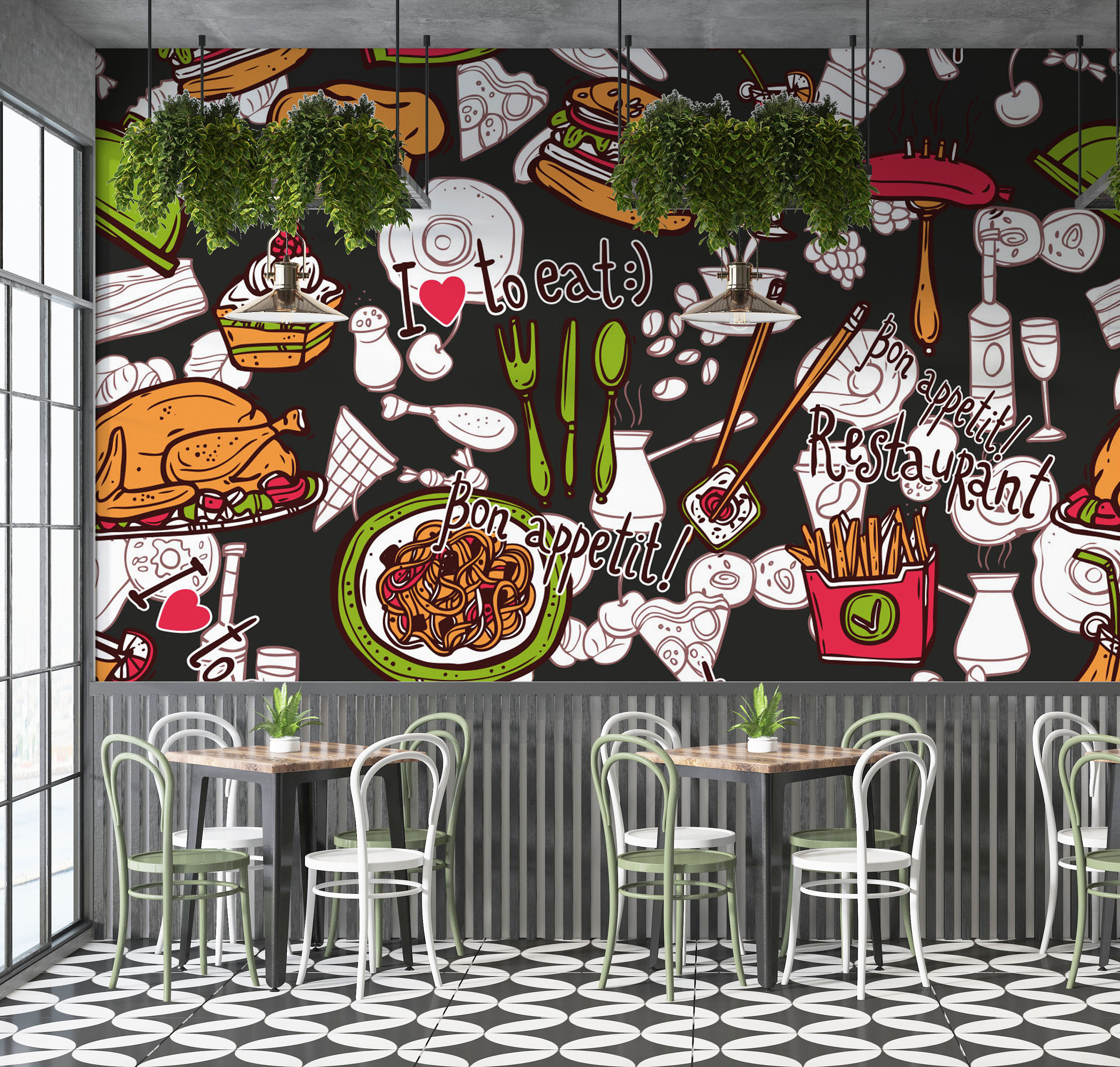 Fast Food Restaurant Wall Design