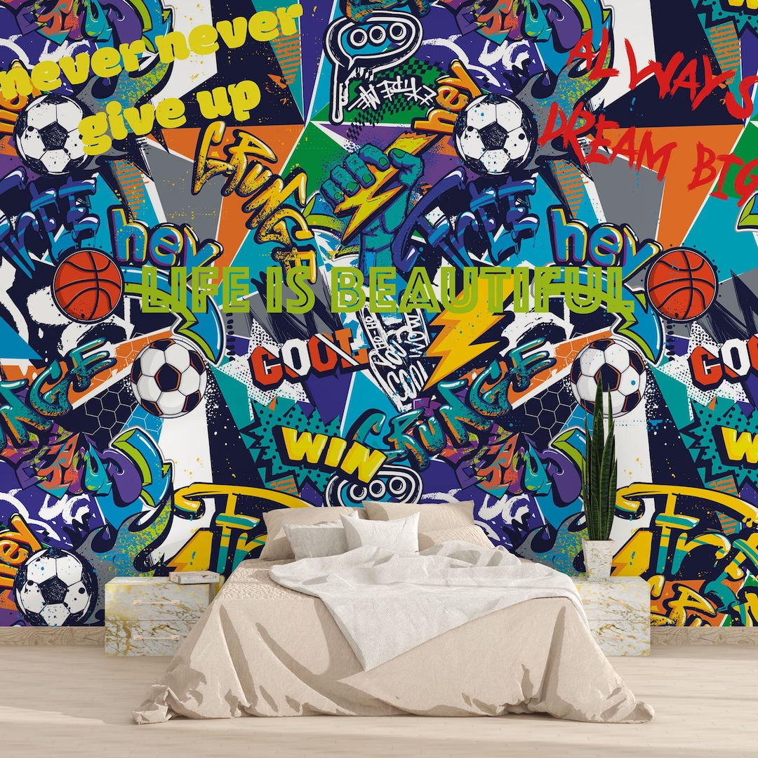 Life is Beautiful Graffiti Wall Murals, Street Wall Art Wall Mural ...