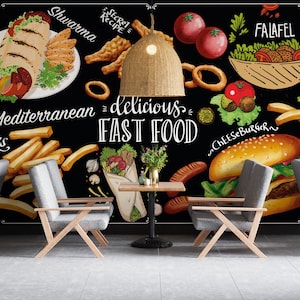 Mediterranean Flavors Fast Food Restaurant Wallpaper, Customizable ...