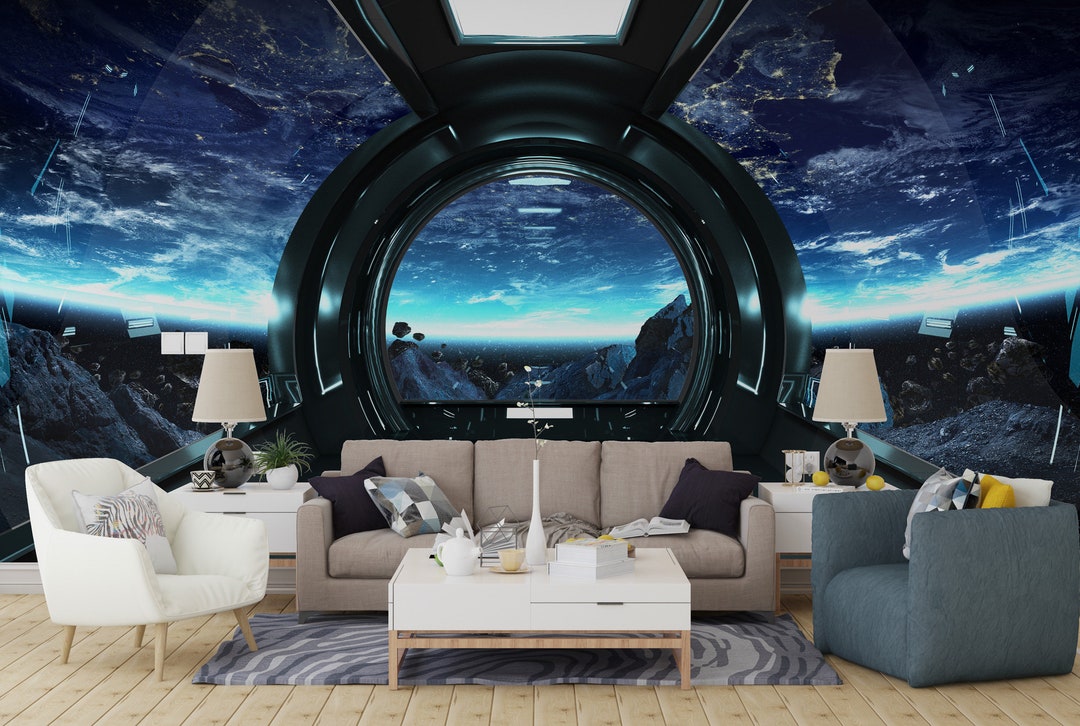 Wall Mural Where You Will Feel Yourself in Space, Realistic Spaceship ...